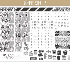 Weekly Sticker Kit - B&W for All Seasons - ECLP Sticker Kit, Happy ...