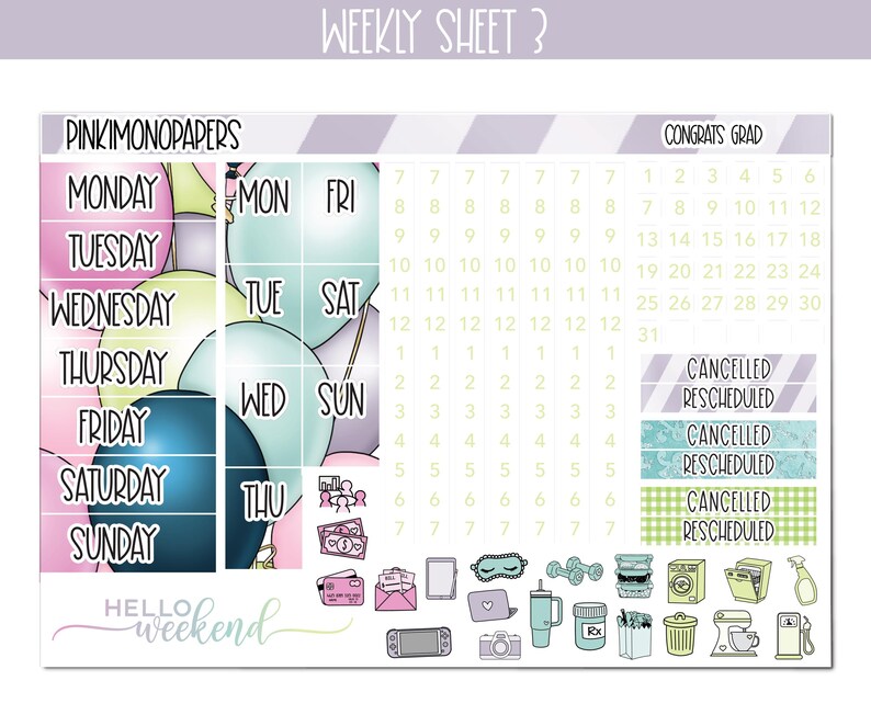 Weekly Sticker Kit - Congrats Grad- ECLP Sticker Kit, Happy Planner ...
