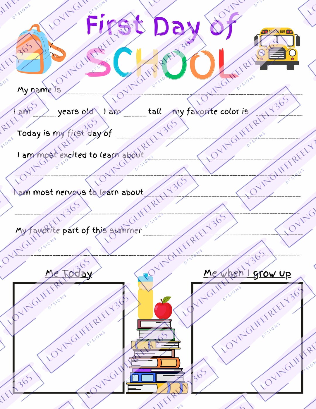 First Day of School Printable - Etsy