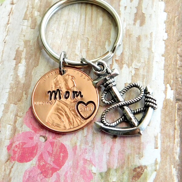 Navy Mom Keychain - Etsy