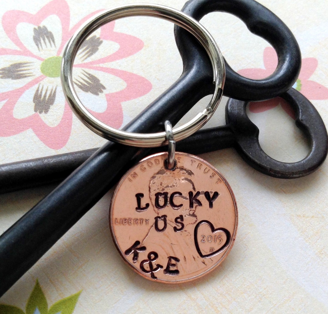 Personalized Lucky US Penny Keychain/ Stamped Penny/ Boyfriend Gift ...