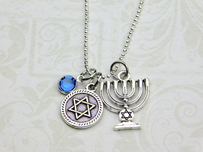 Hanukkah Necklace Jewish Necklace Jewish Jewelry Birthstone | Etsy