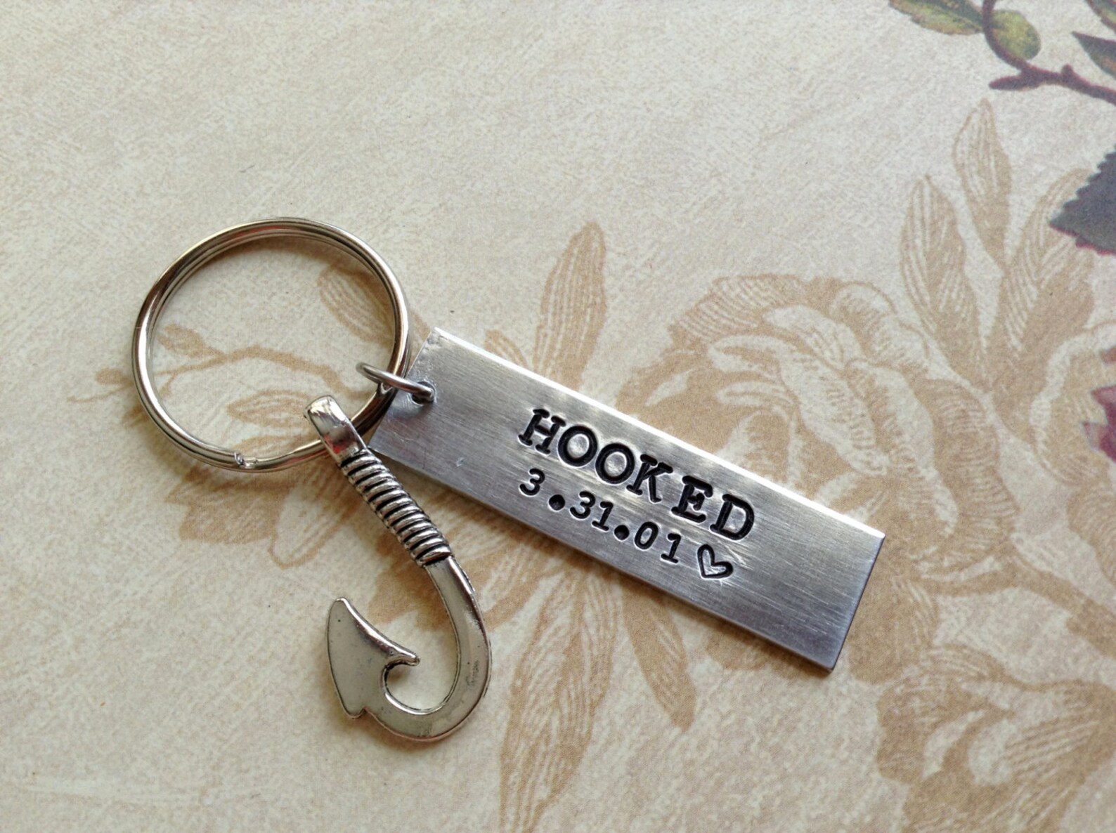 Hooked on You Anniversary Keychain/fish Lover/personalized Couple Gift ...