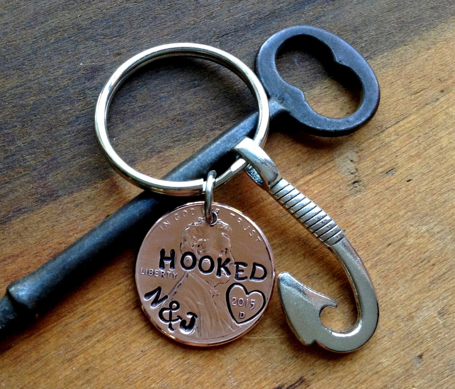 Couples Hooked on You Keychain / 1 Year Anniversary Gift for - Etsy