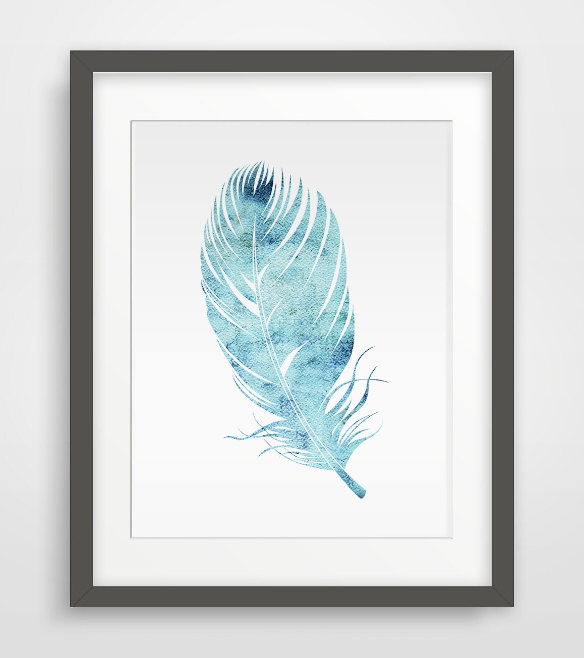 Feather Blue Watercolor Printable Art, Blue Wall Art, Wall Art ...
