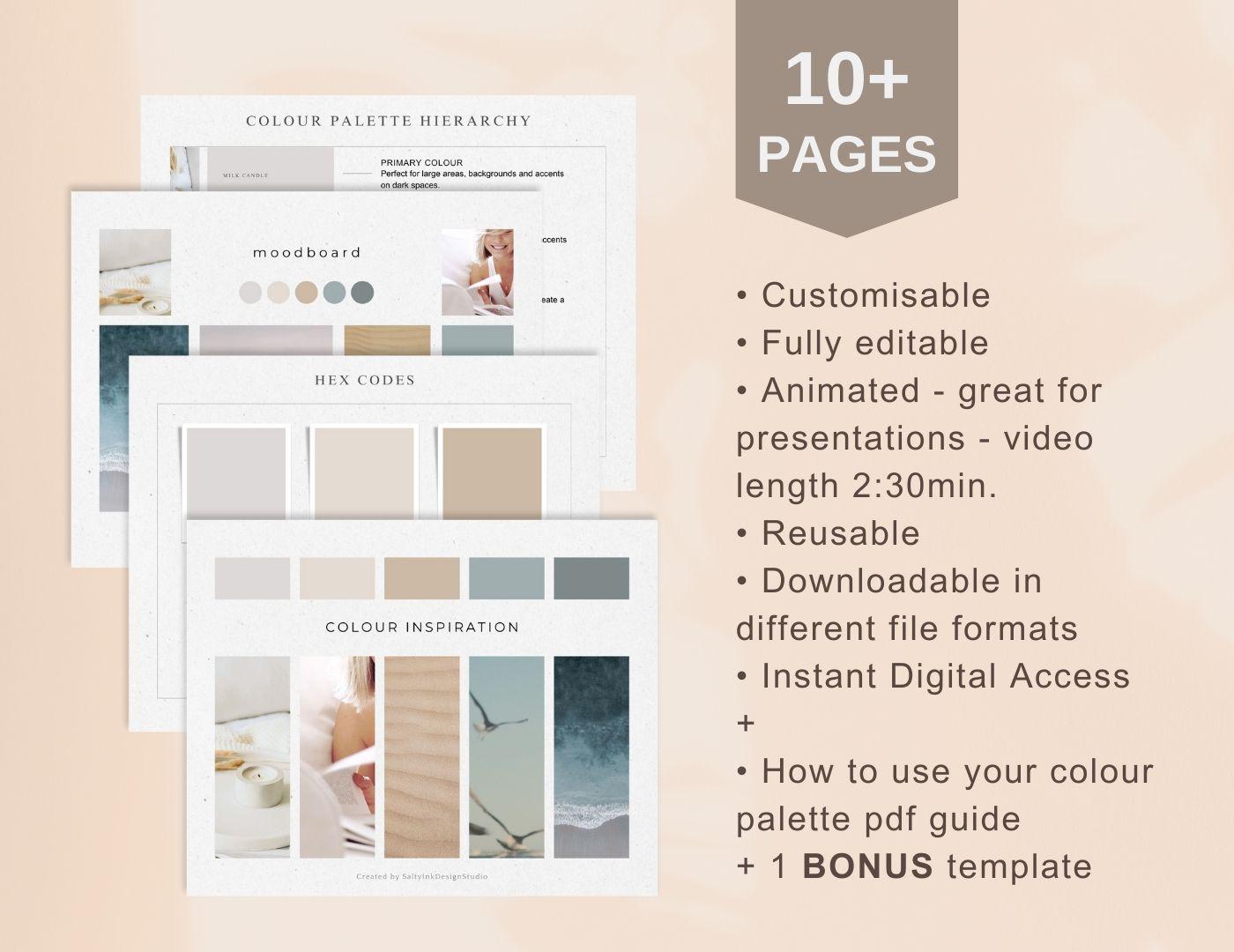Neutral Blue Colour Palette | Brand Colour Palette | Editable Canva ...