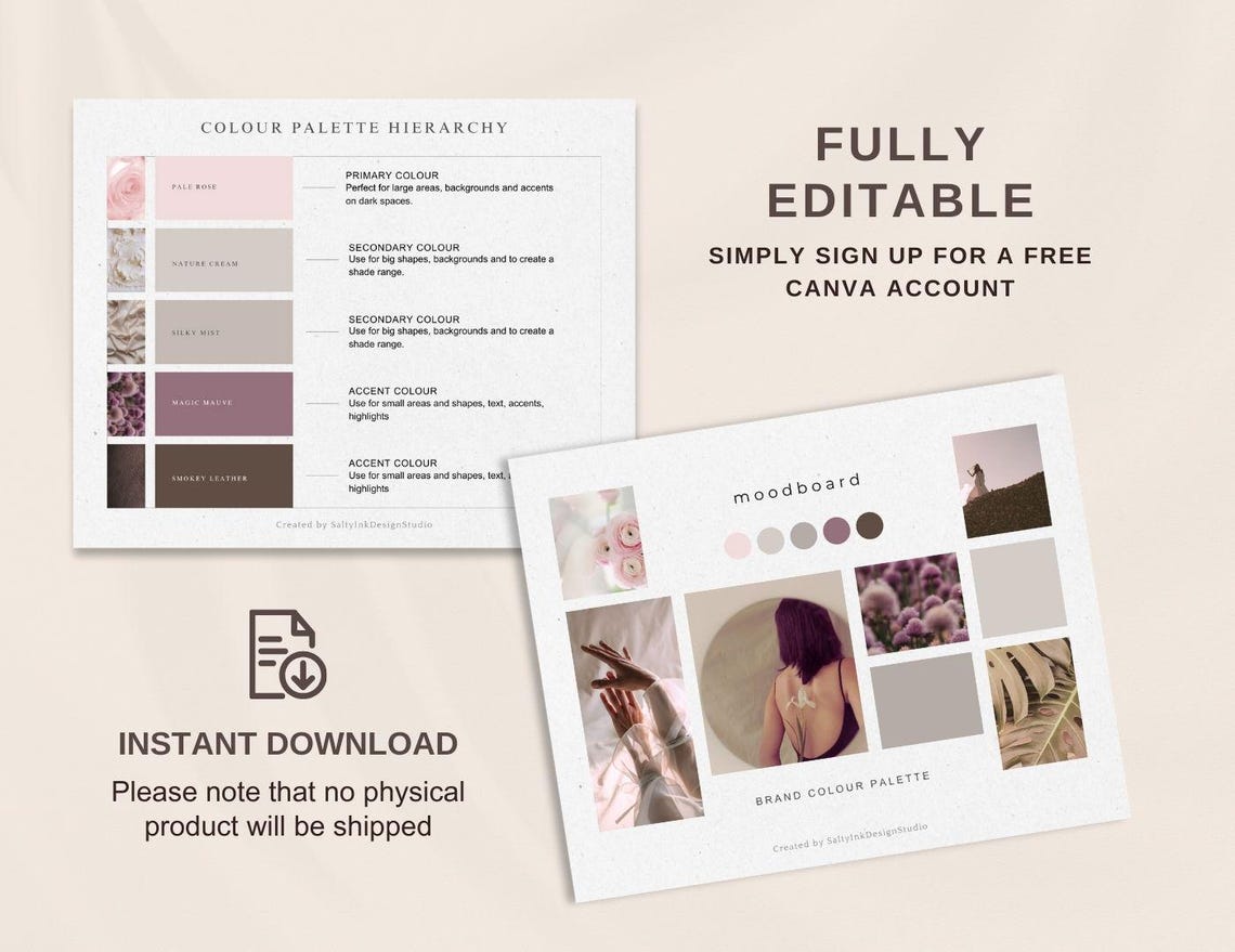Warm Neutral Brand Palette | Small Business Brand Kit | Editable Canva ...