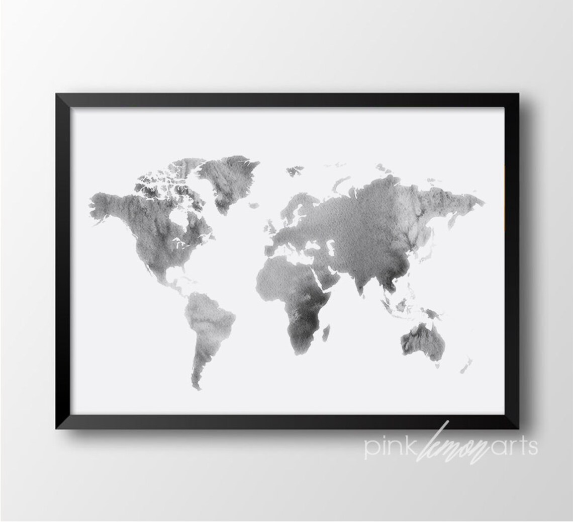 World Map Print, Watercolor World Map, Digital Print, Watercolor ...