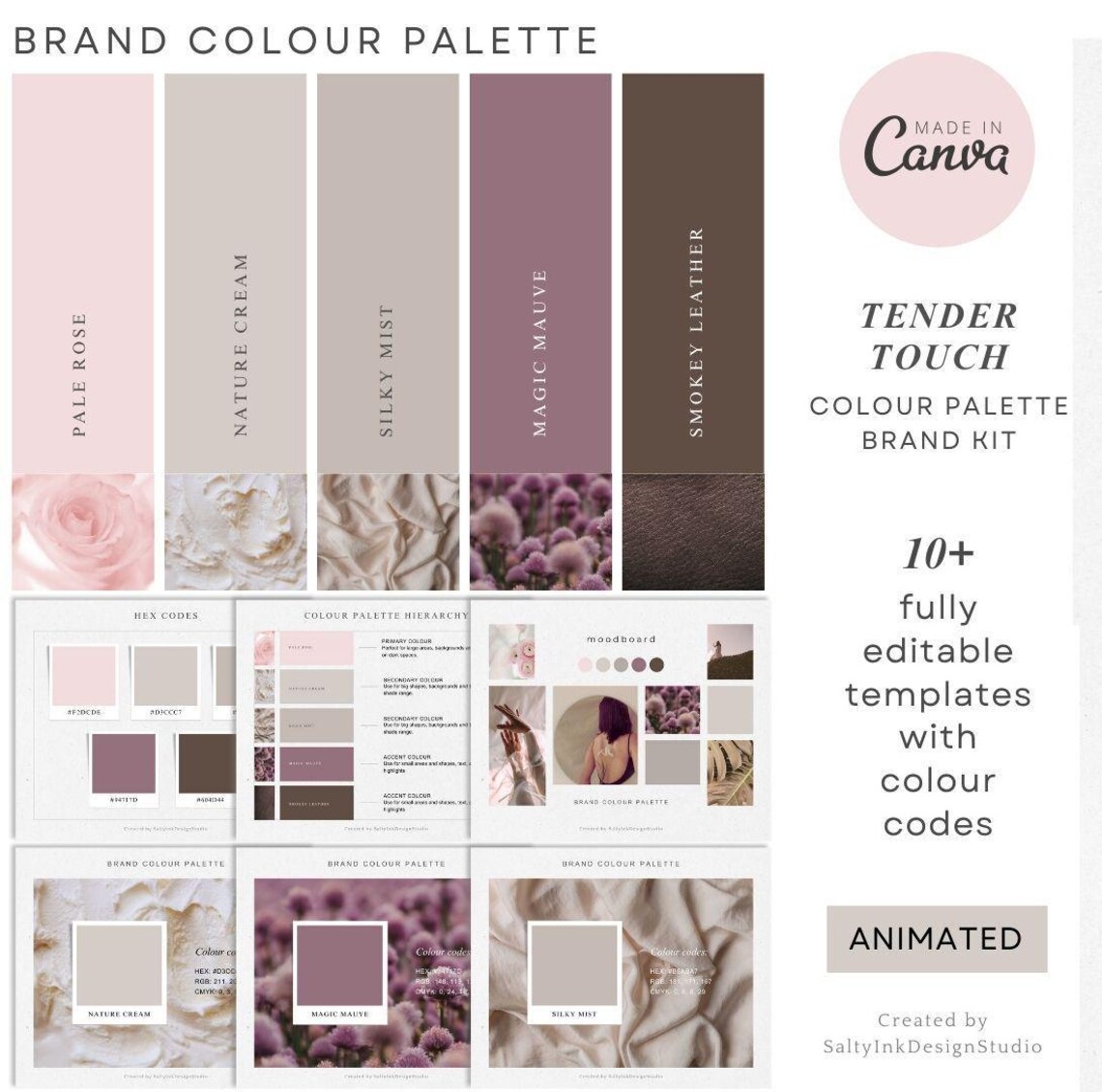 Warm Neutral Brand Palette | Small Business Brand Kit | Editable Canva ...