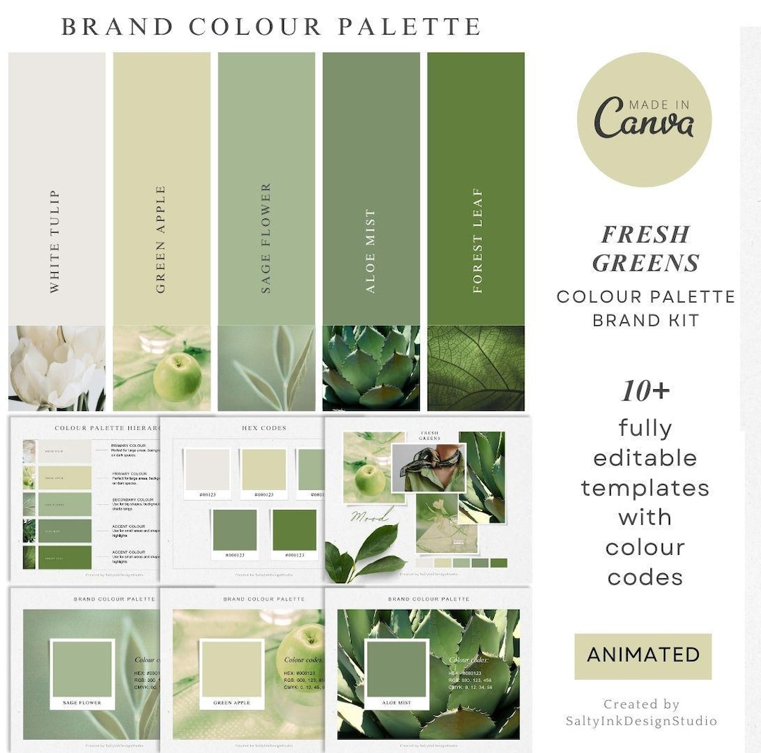 Green Color Palette | Small Business Color Palette | Editable Canva ...