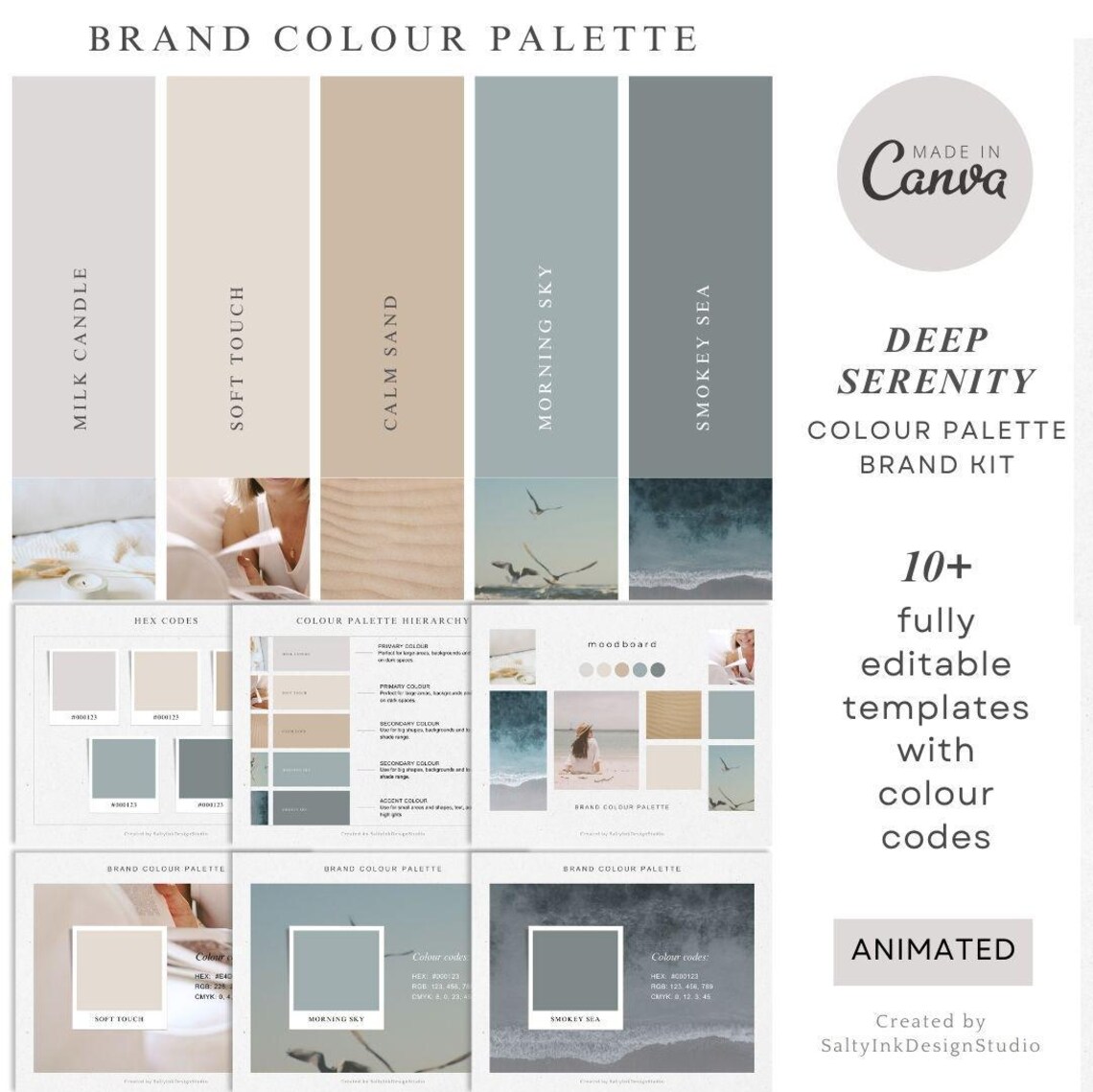 Neutral Blue Colour Palette | Brand Colour Palette | Editable Canva ...