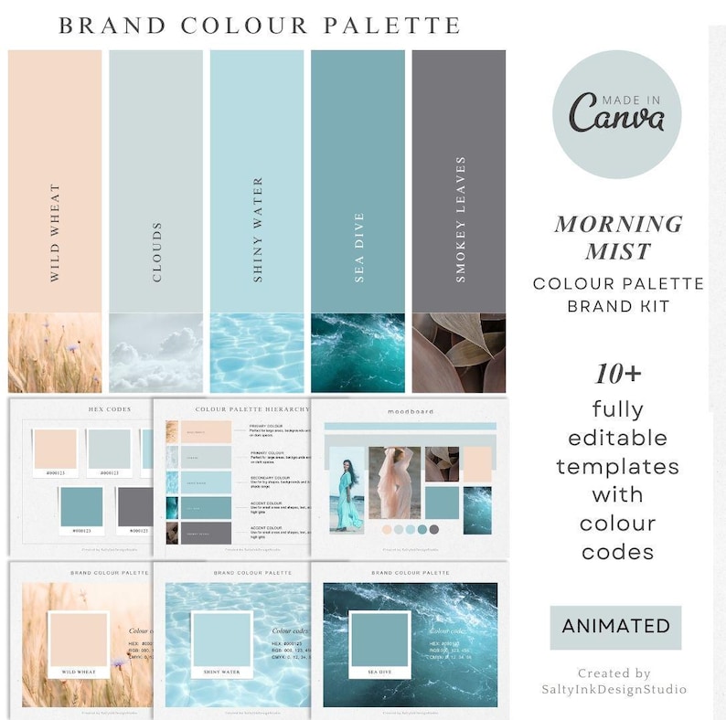 Blue Color Palette | Wedding & Brand Kit (editable Canva) - Etsy