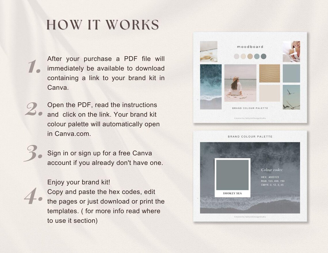 Neutral Blue Colour Palette | Brand Colour Palette | Editable Canva ...