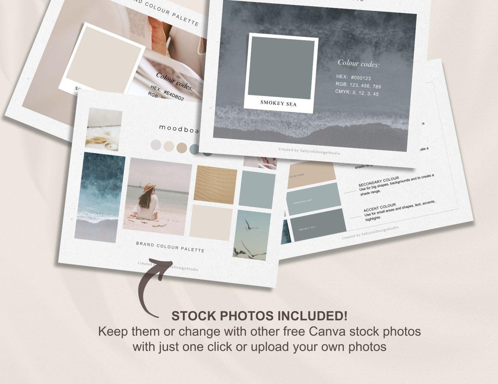 Neutral Blue Colour Palette | Brand Colour Palette | Editable Canva ...