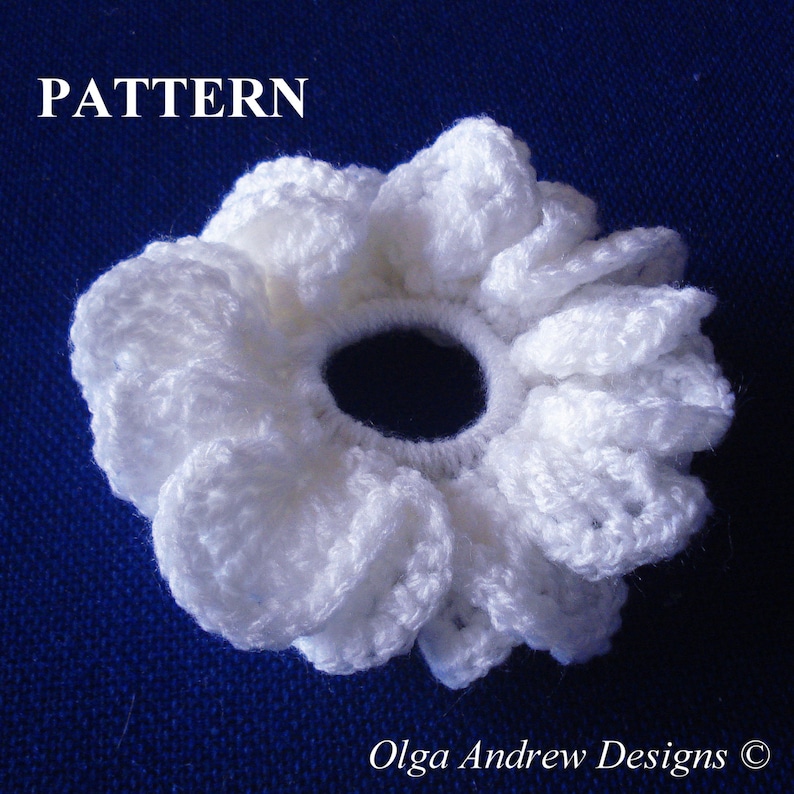 Wedding Scrunchie Crochet Pattern, Bridal Scrunchie Pattern, Flower ...