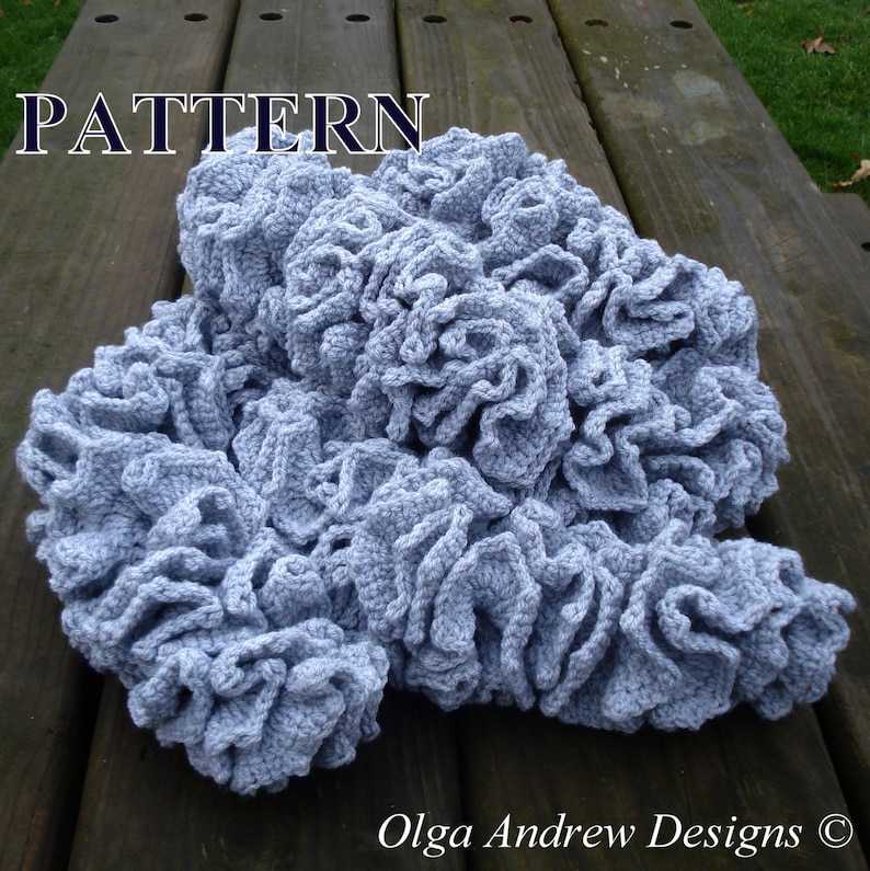 Ruffle Scarf Crochet Pattern, Women Crochet Scarf Pattern, Women Scarf ...
