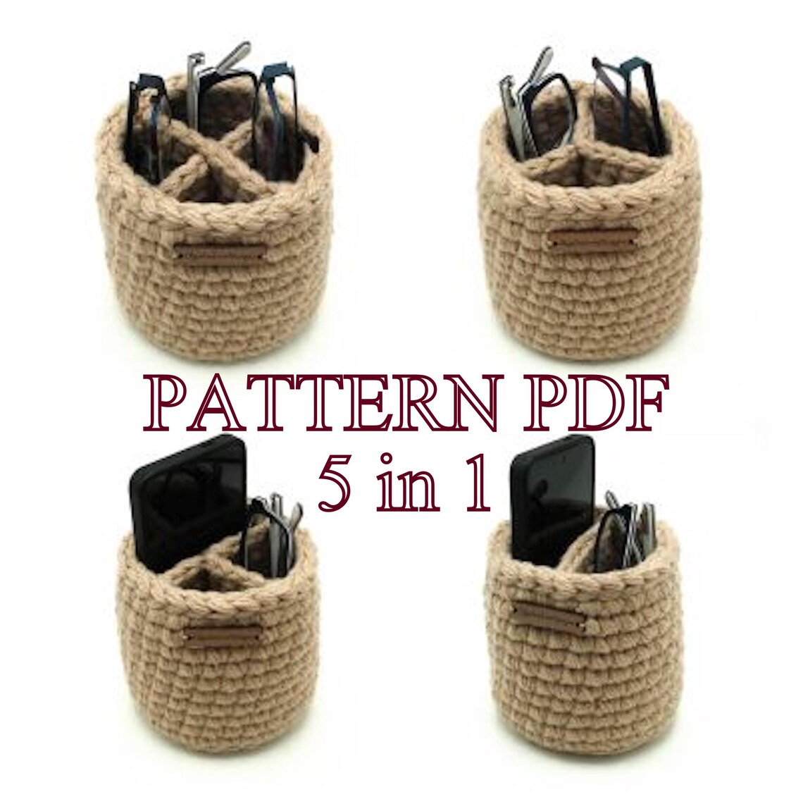 Crochet Glasses Holder Pattern 5 in 1, Eyeglass Holder Stand Easy ...