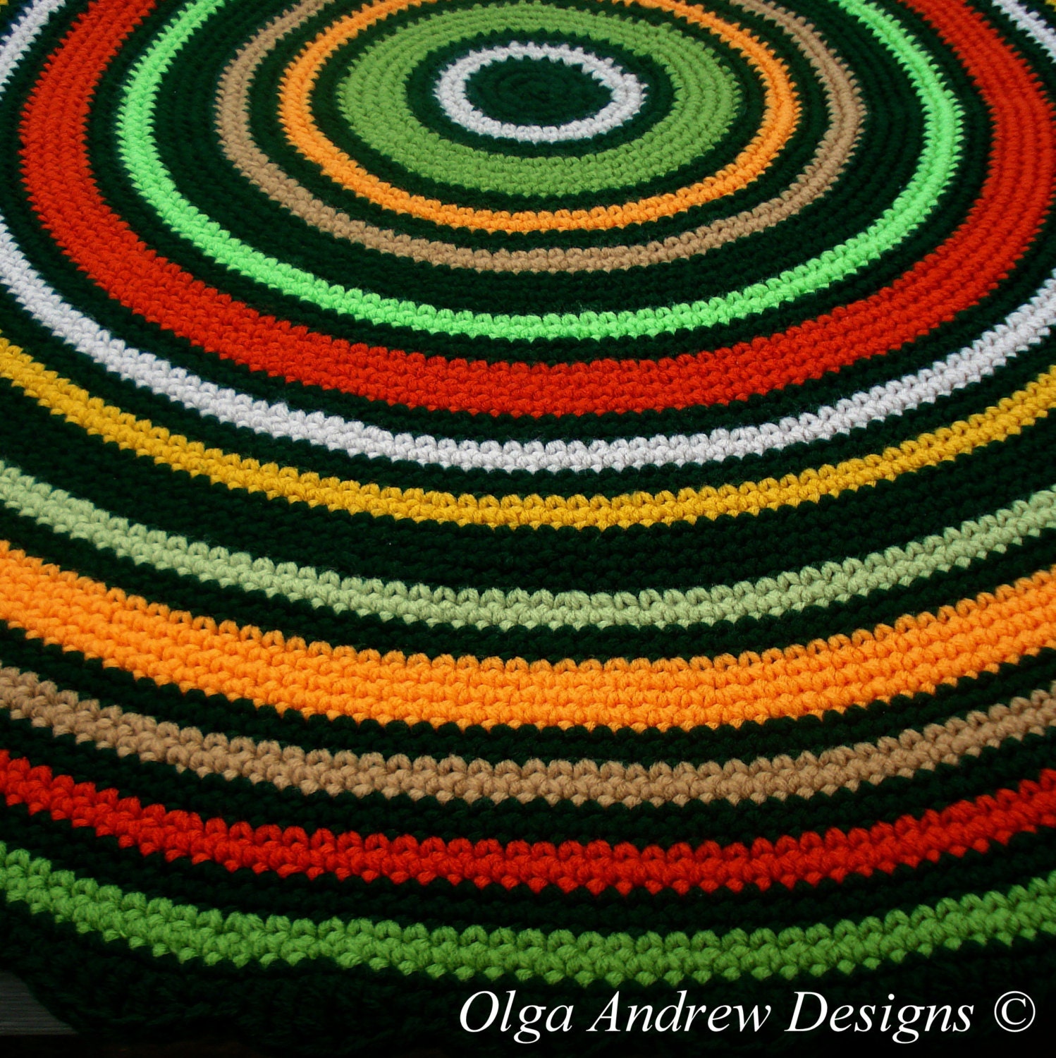 Striped Round Rug Crochet Pattern, Crochet Rug Pattern, Tutorial Rug ...