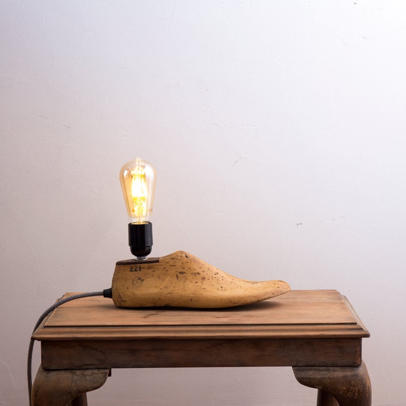Vintage Shoe Last Lamp Wooden Cobblers Mould Light Upcycled - Etsy