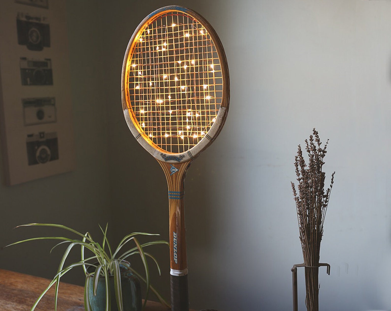 Vintage Tennis Racket Lamp Quirky Upcycled Sports Light LED | Etsy