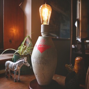 Reclaimed Bowling Pin Lamp, Ten Pin Bowling, Quirky Industrial Upcycled ...