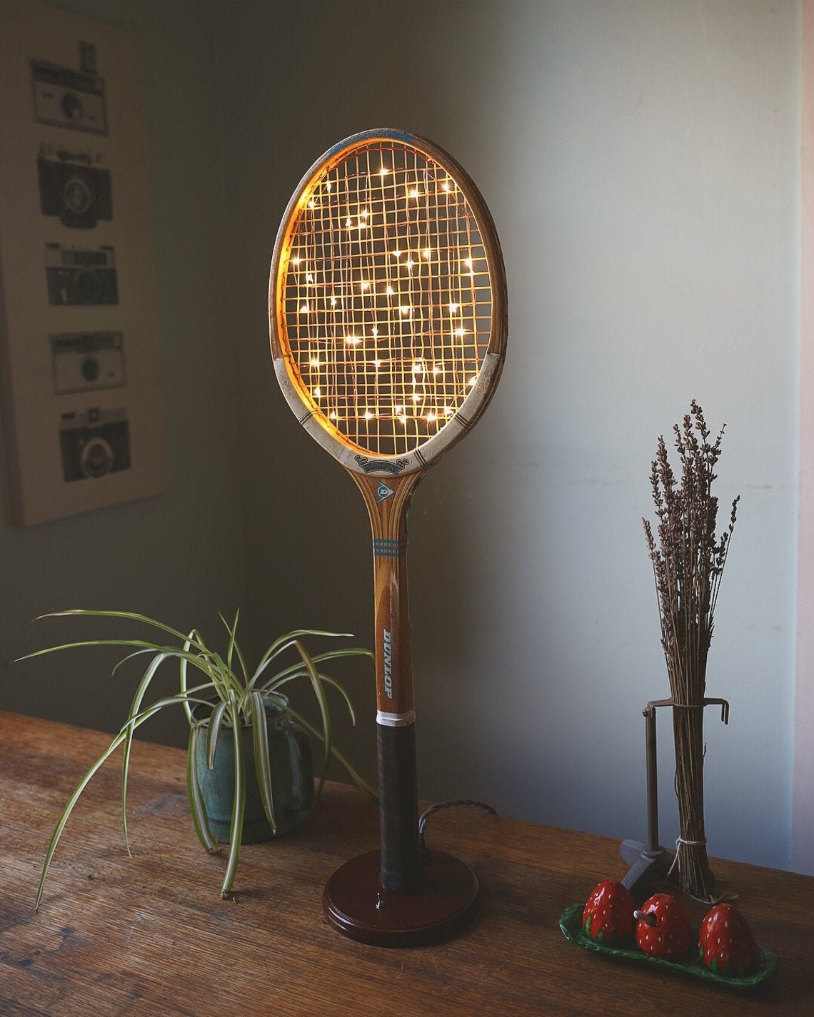 Vintage Tennis Racket Lamp Quirky Upcycled Sports Light LED | Etsy