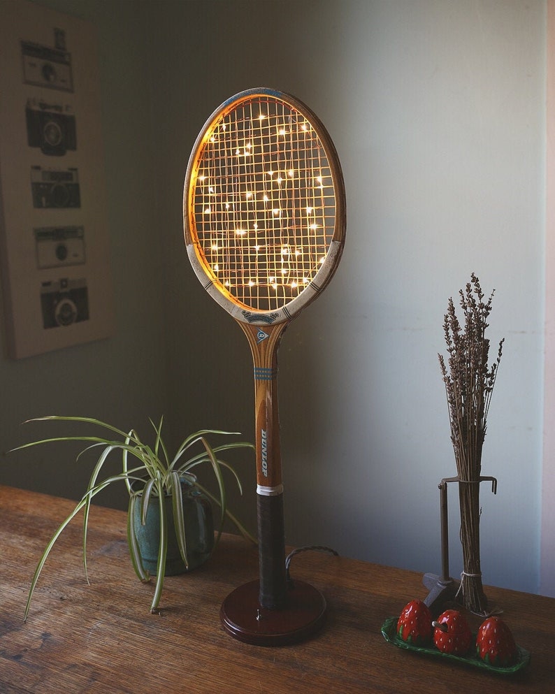 Vintage Tennis Racket Lamp Quirky Upcycled Sports Light LED - Etsy Canada