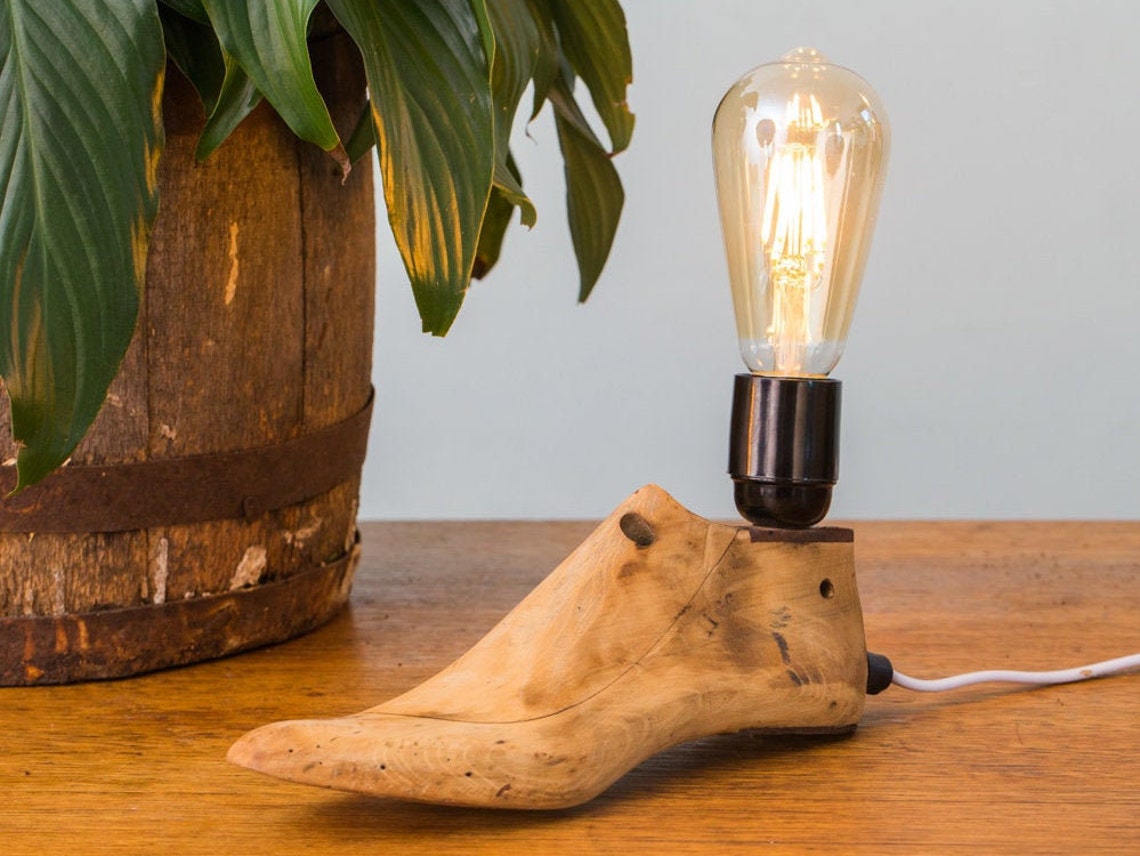 Vintage Shoe Last Lamp Wooden Cobblers Mould Light Upcycled - Etsy