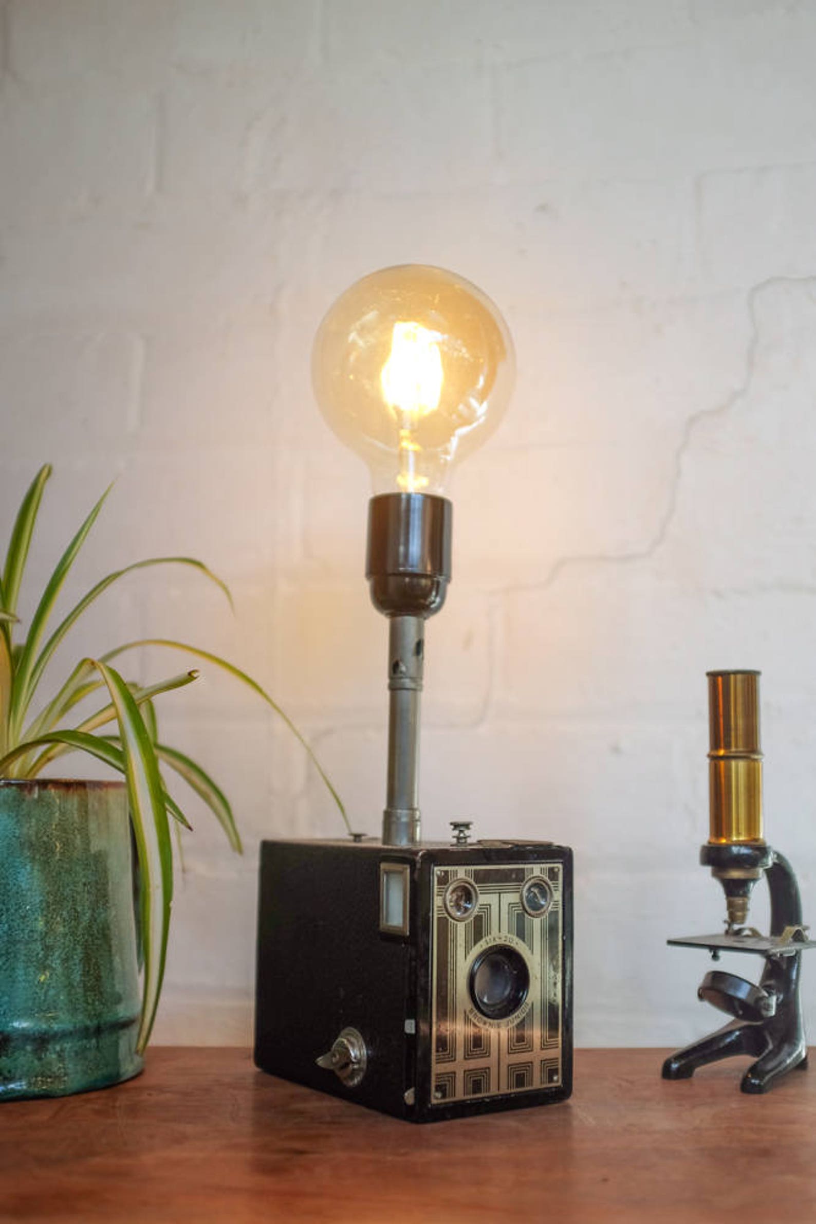 Vintage Camera Lamp, Kodak Box Brownie Industrial Lamp, Upcycled ...