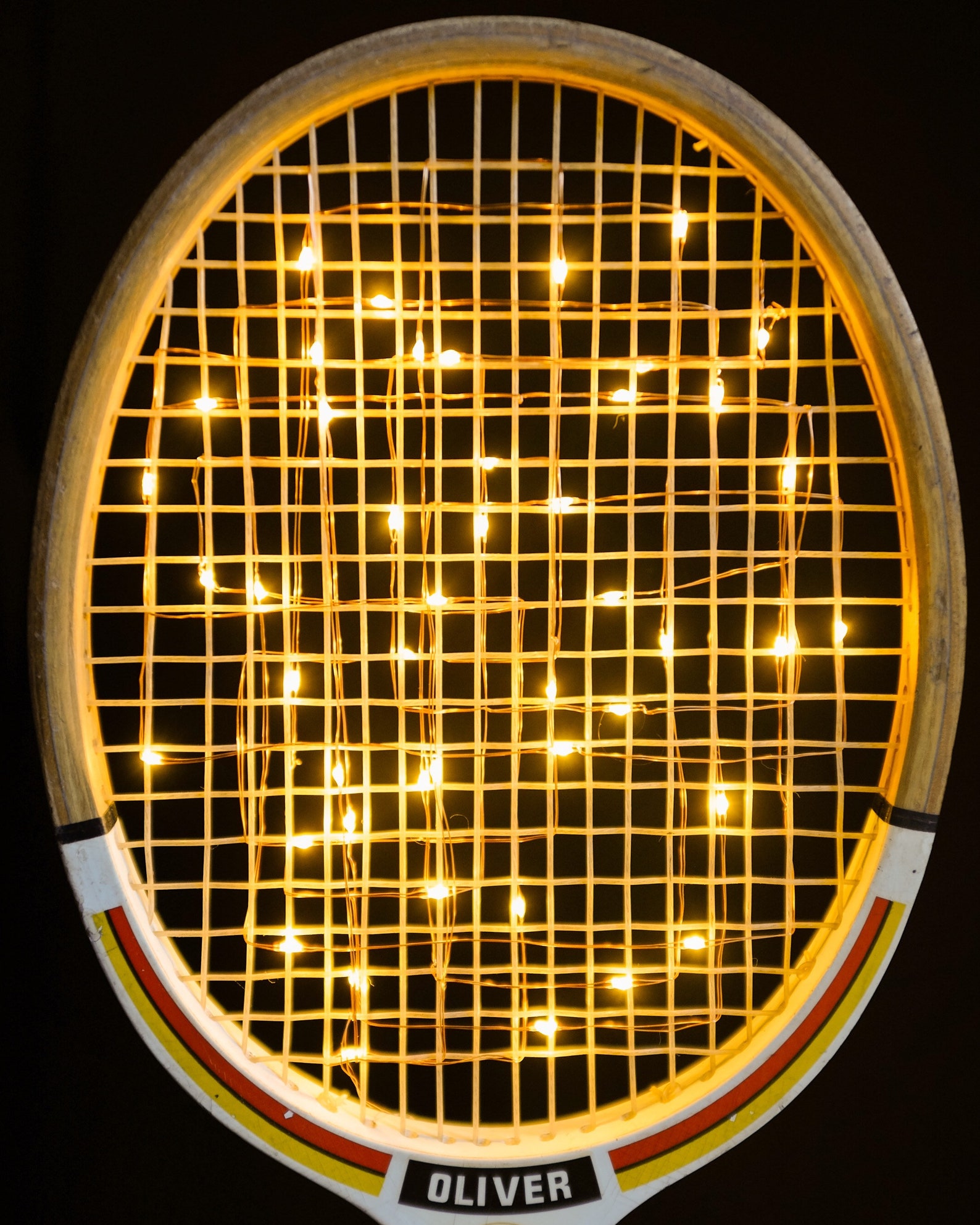 Vintage Tennis Racket Lamp, Quirky Upcycled Sports Light, LED String ...