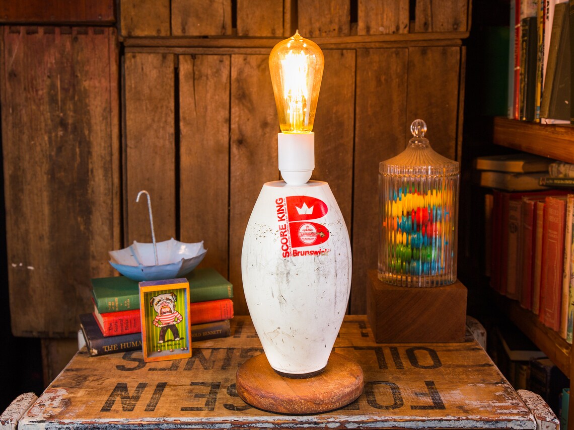 Reclaimed Bowling Pin Lamp Ten Pin Bowling Quirky Industrial - Etsy