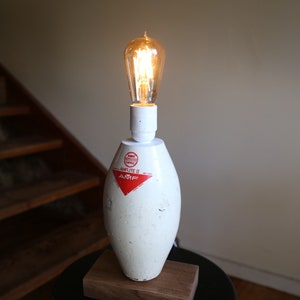 Reclaimed Bowling Pin Lamp, Ten Pin Bowling, Quirky Industrial Upcycled ...