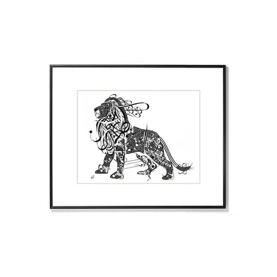 Arabic Calligraphy Lion