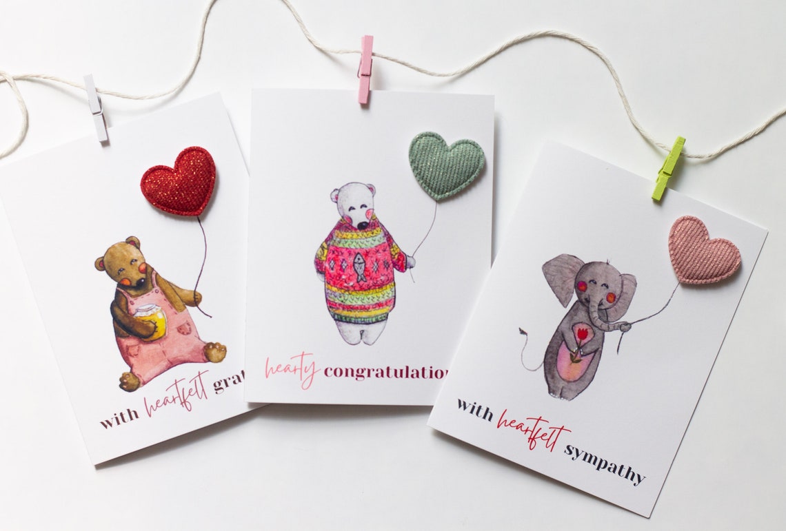 Hearty Congratulations Card: Handmade Fabric Heart Greeting - Etsy