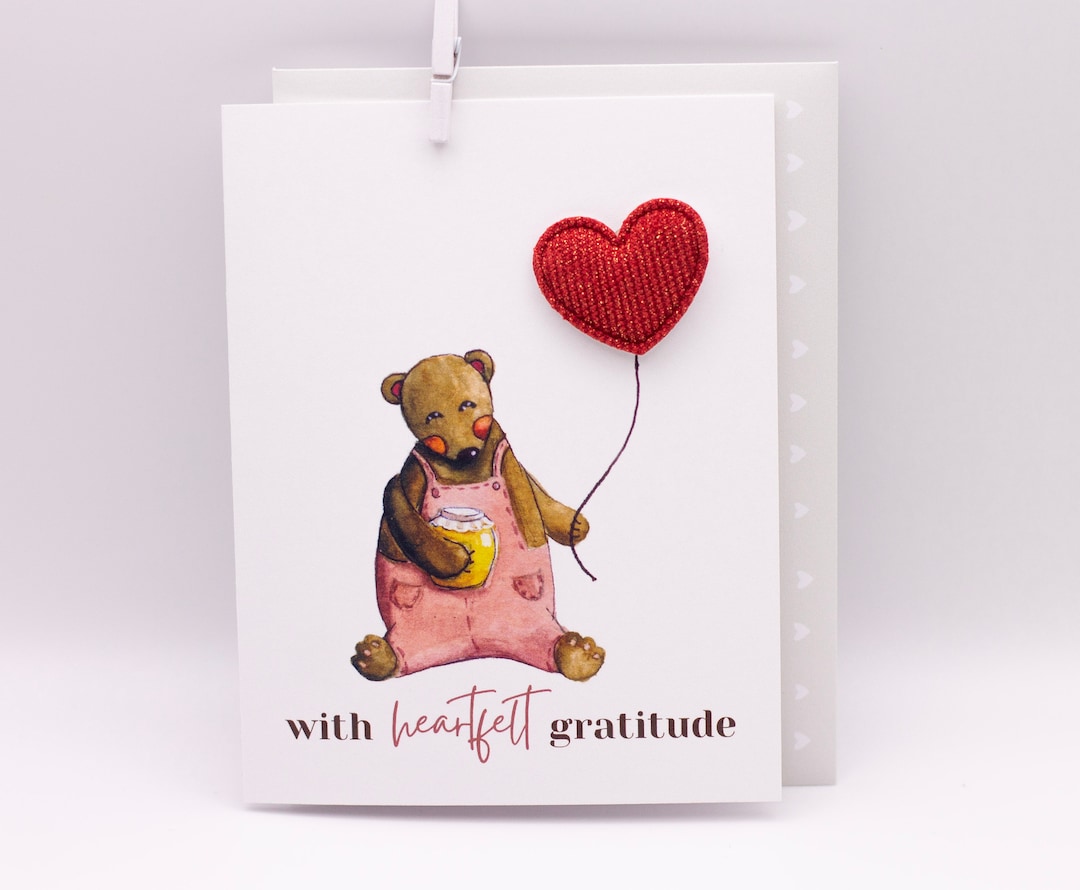 With Heartfelt Gratitude Card Sending a Hug Card Thank You Card Thank You Note Heartfelt Card ...