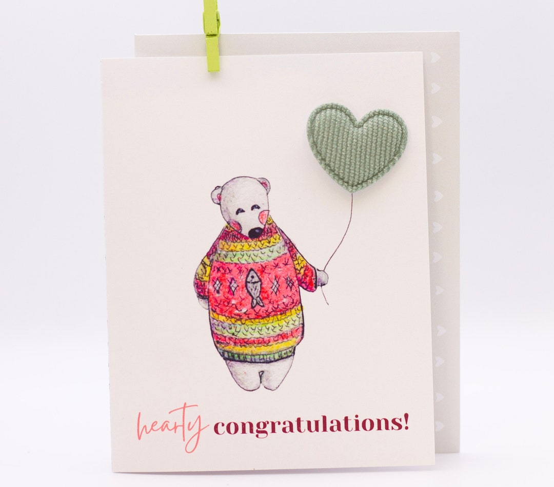 Hearty Congratulations Card: Handmade Fabric Heart Greeting - Etsy