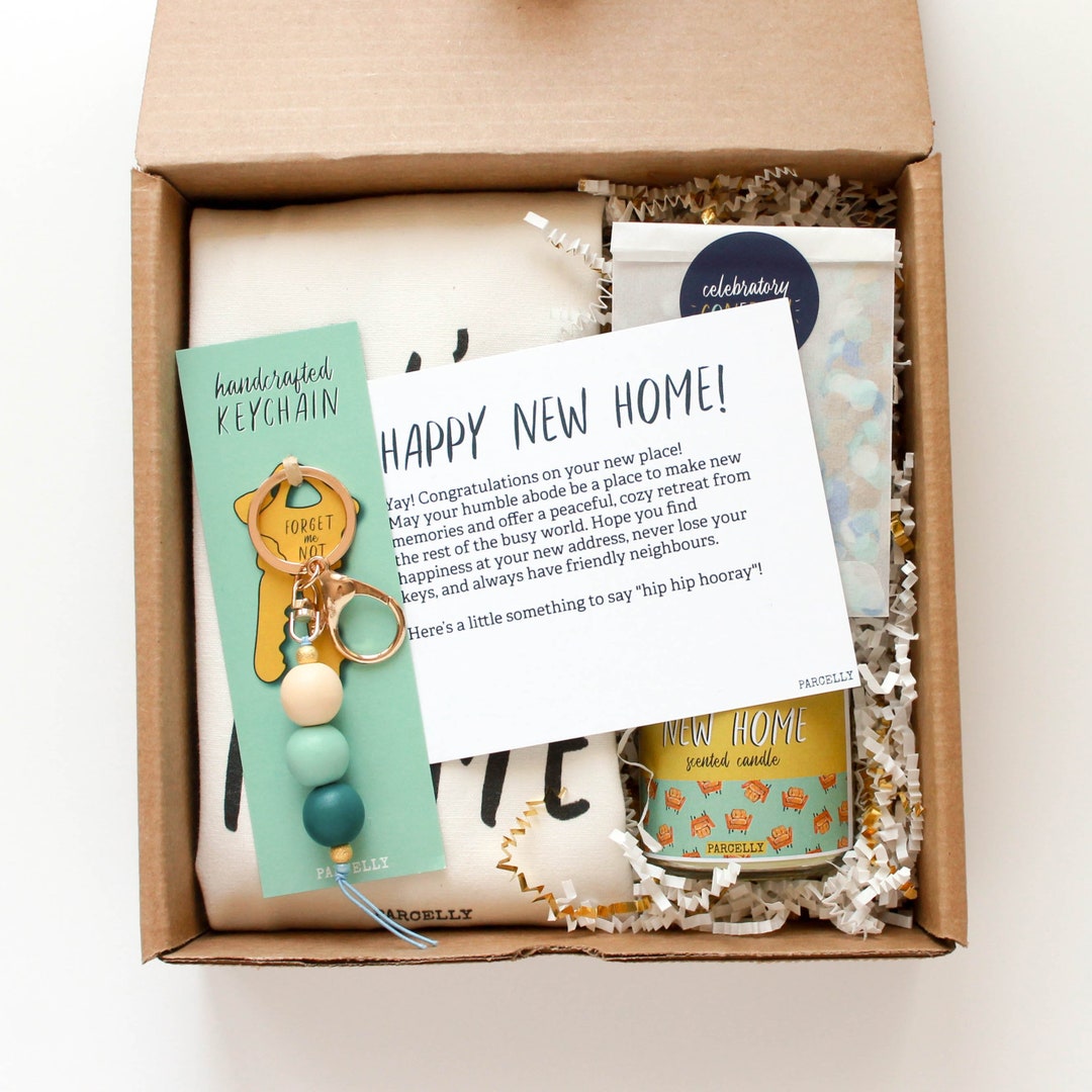 New Home Gift Box: Tote, Candle, Keychain & Confetti - Etsy