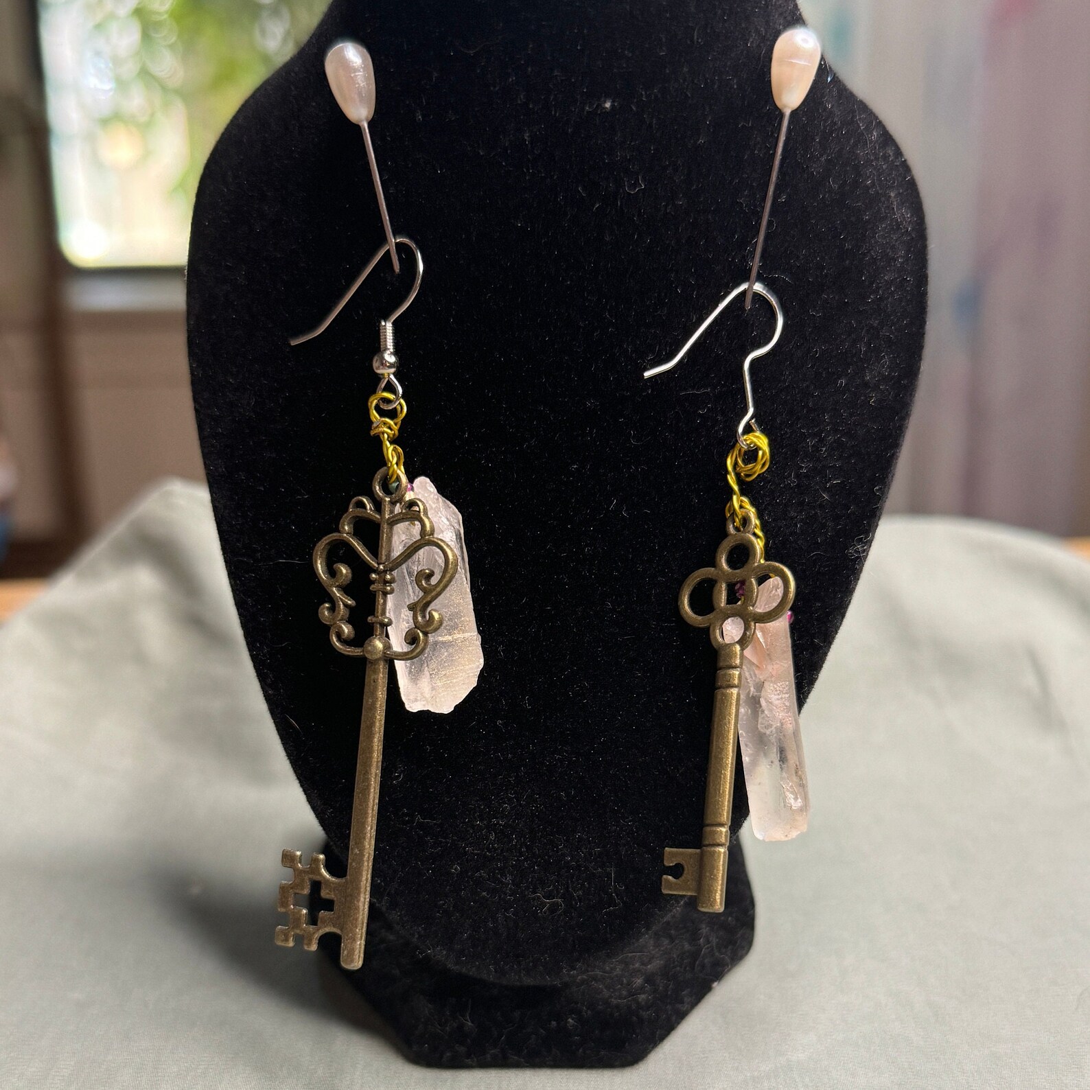 Crystal Skeleton Key Drop Earrings - Etsy