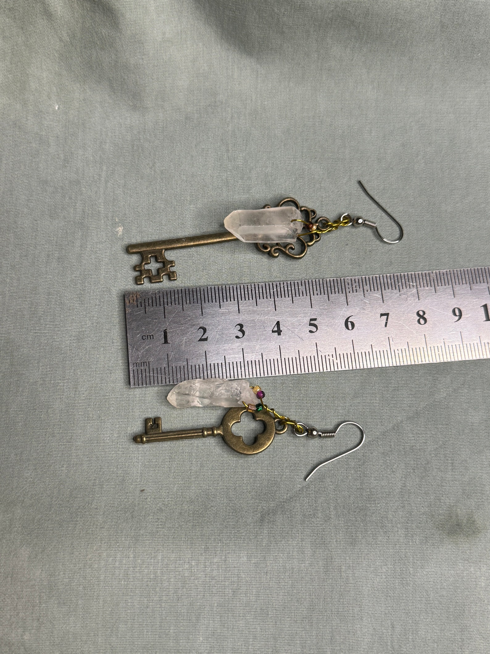 Crystal Skeleton Key Drop Earrings - Etsy