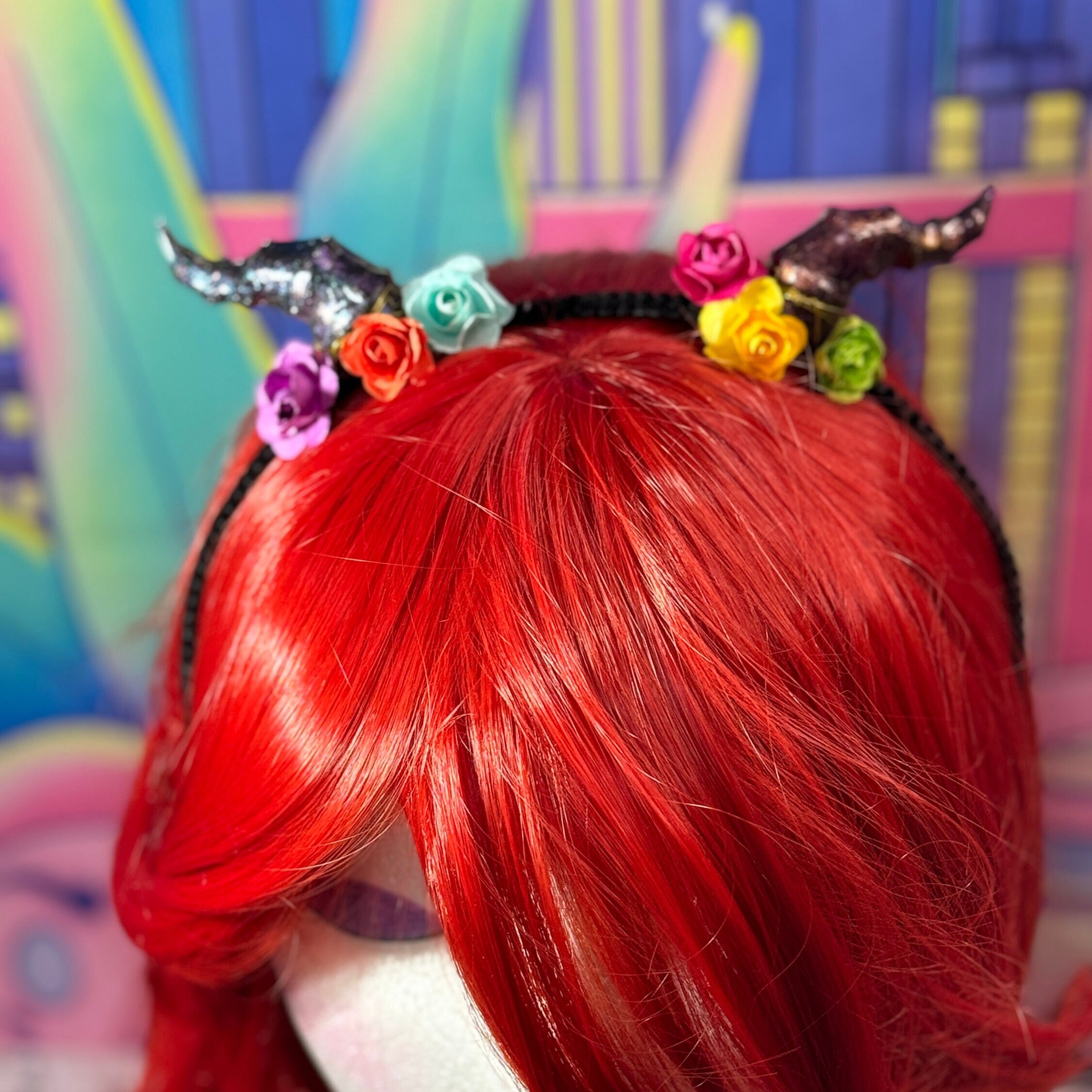 Dragon Horns in Shifting Colors With Paper Roses - Etsy