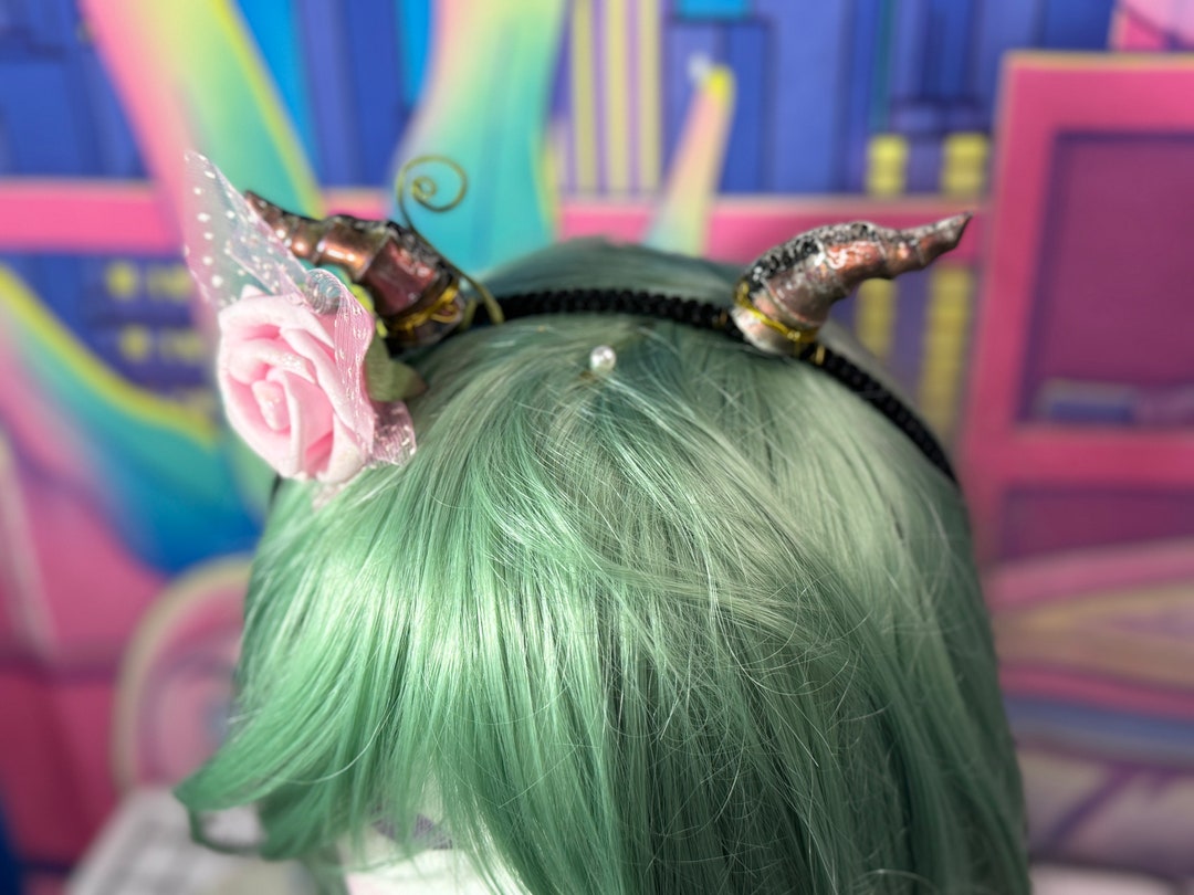 Dragon Horns in Shifting Colors With Paper Roses - Etsy