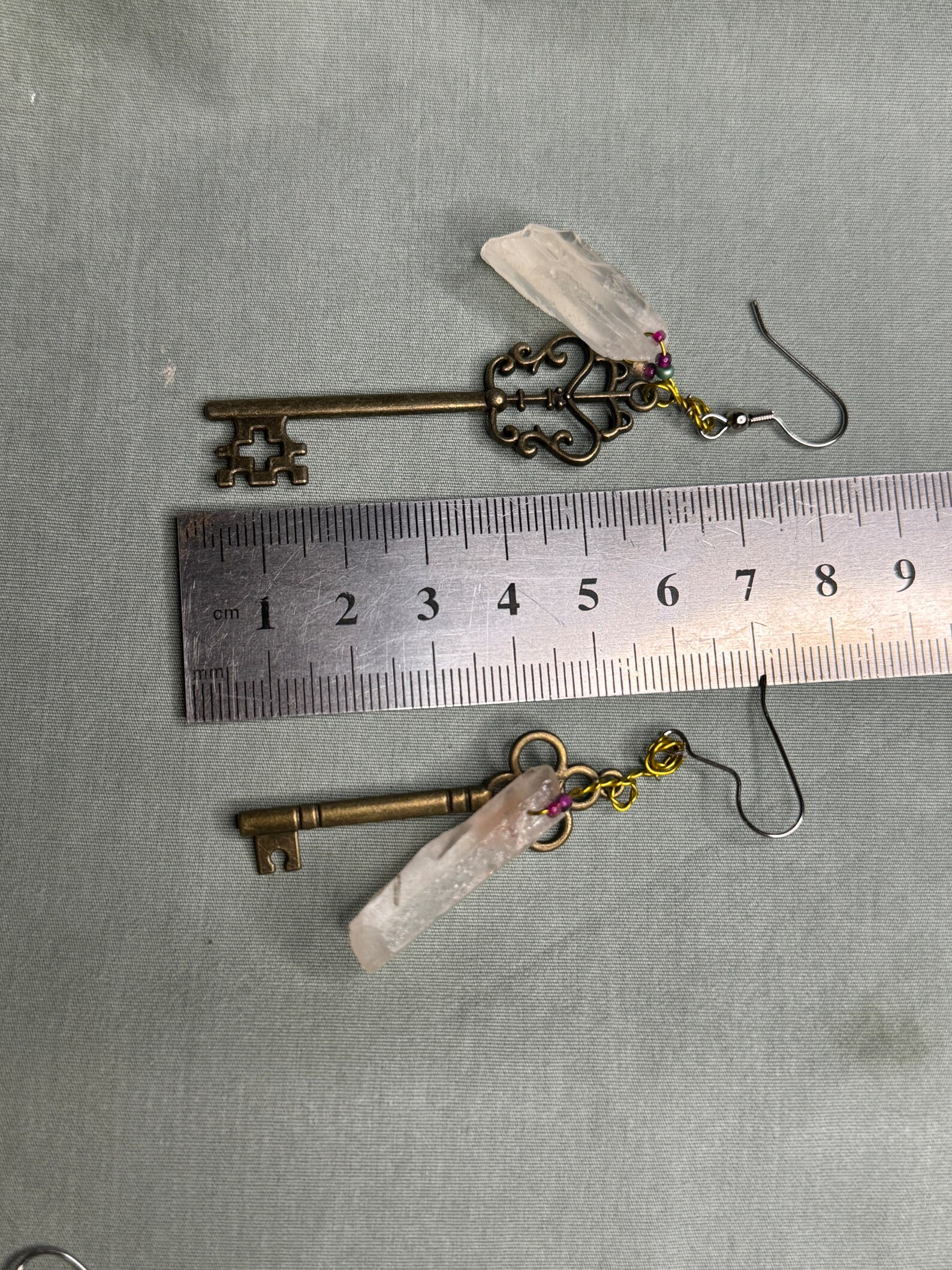 Crystal Skeleton Key Drop Earrings - Etsy