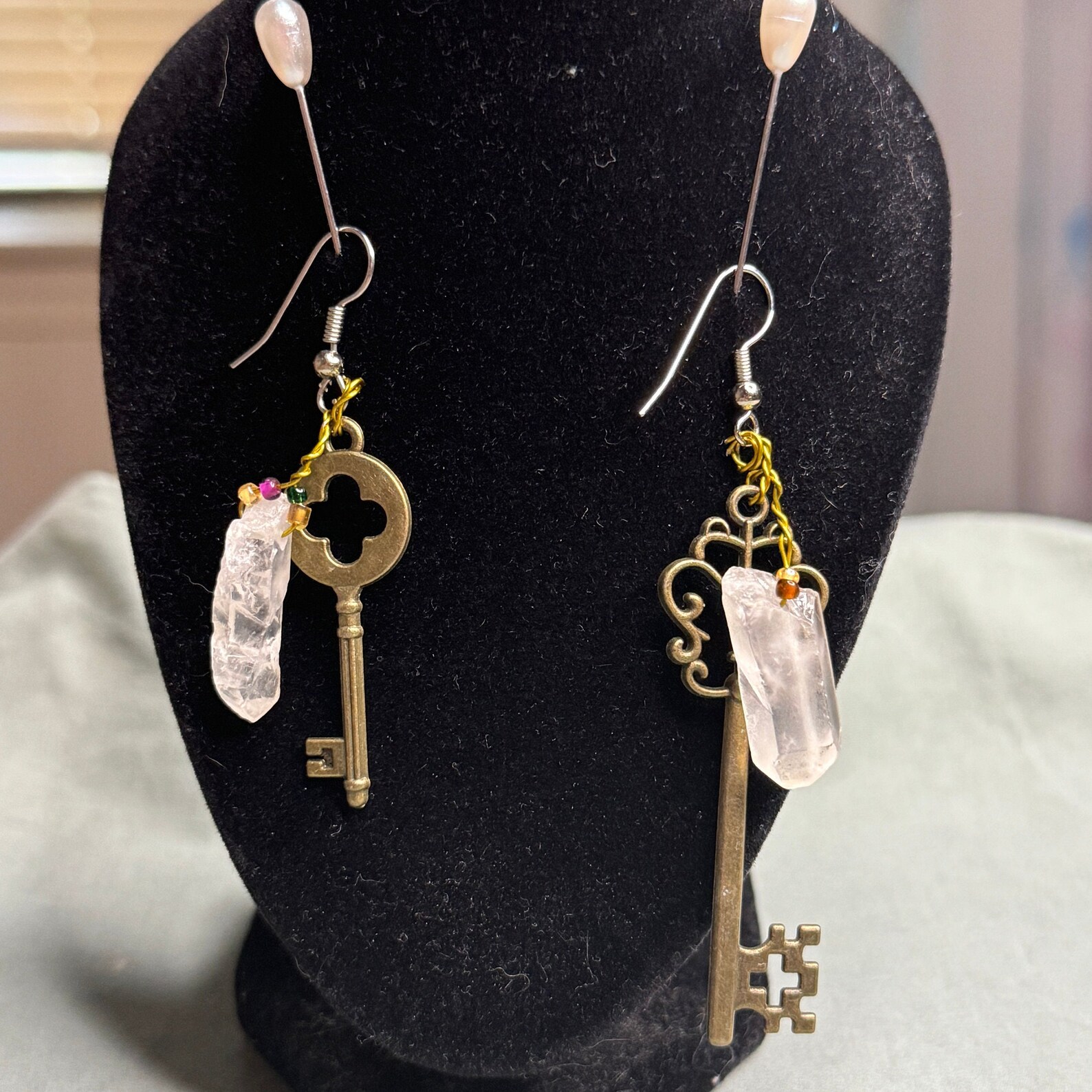 Crystal Skeleton Key Drop Earrings - Etsy