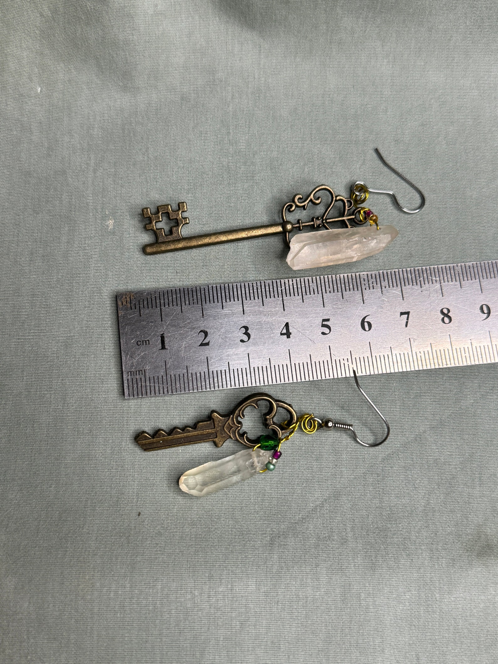 Crystal Skeleton Key Drop Earrings - Etsy