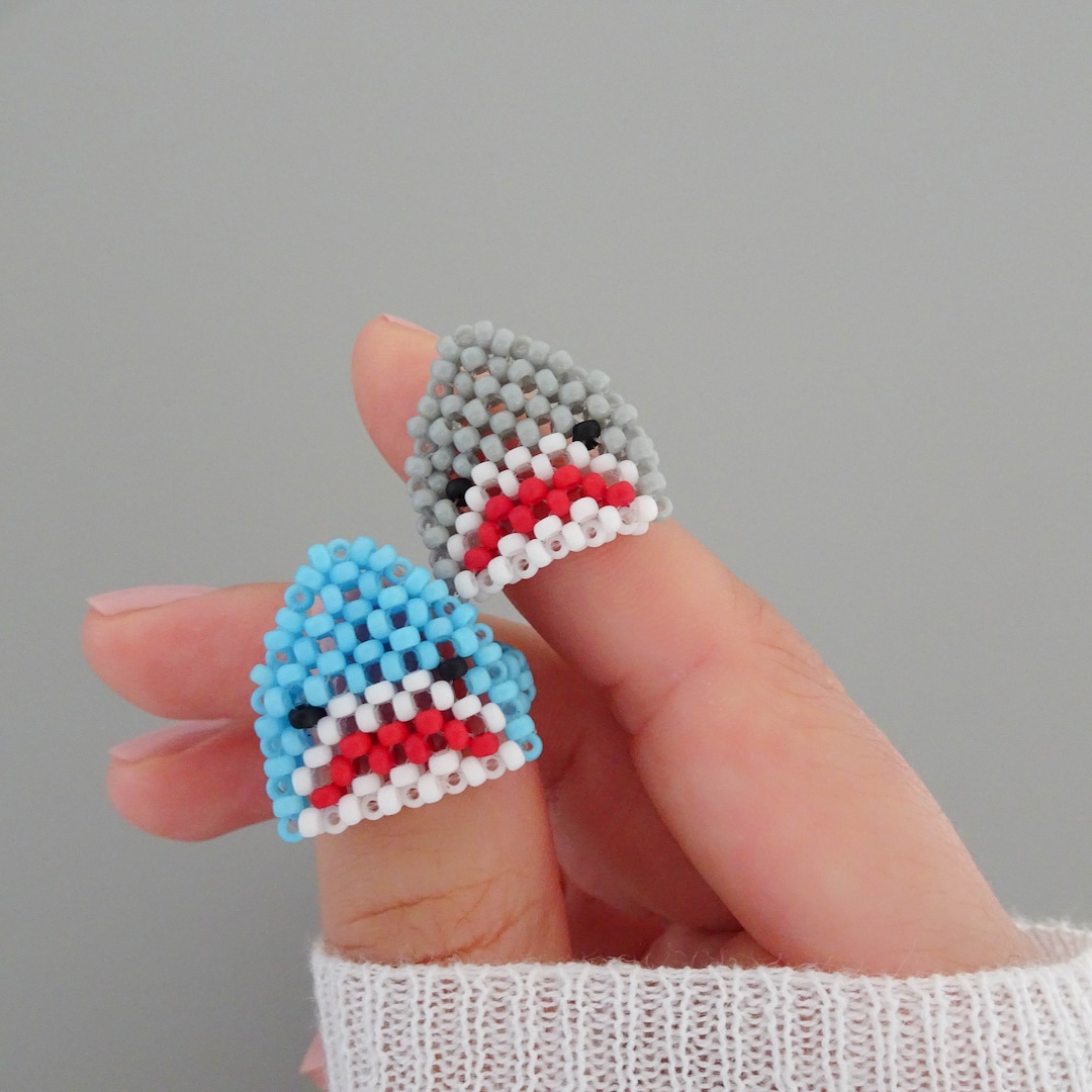 Handmade Beaded Shark Rings – Fun and Unique Jewelry - Etsy