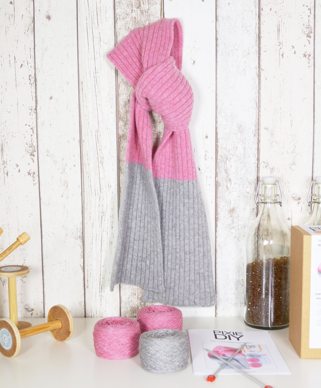 Luxury Lambswool Ribbed Scarf Knitting Kit - DIY Knit - Etsy