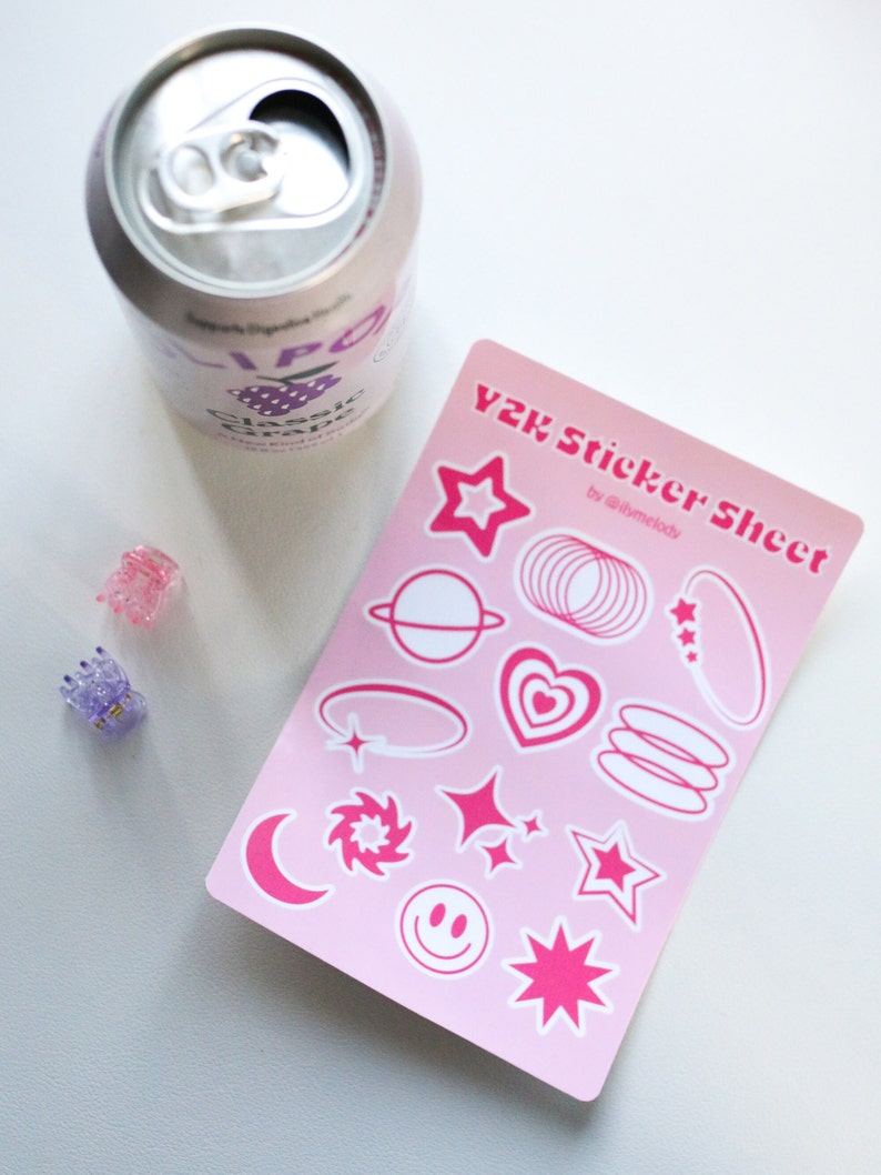 Y2K Sticker Sheet, Trendy Girly Aesthetic Water Bottle, Laptop, Journal ...