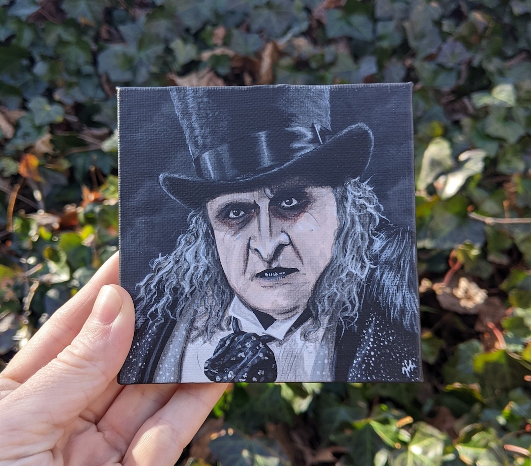 Creepy Penguin Villain: 90s Movie Acrylic Painting (4x4) - Etsy