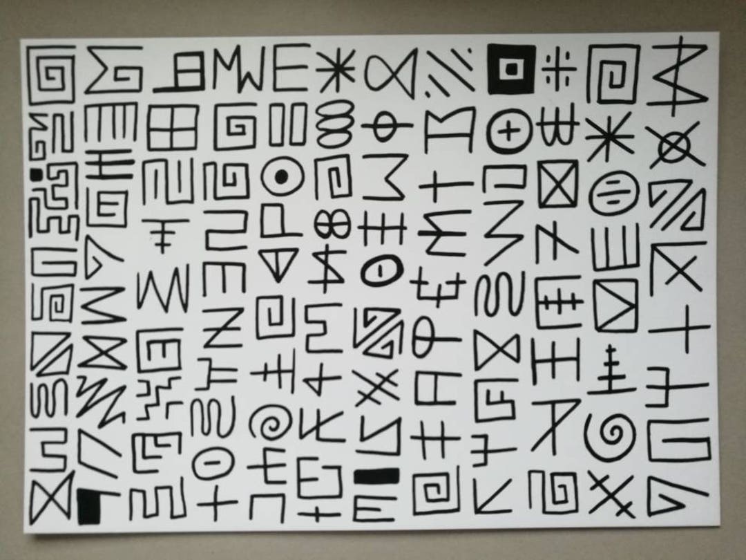 Black Symbols Drawing - Etsy