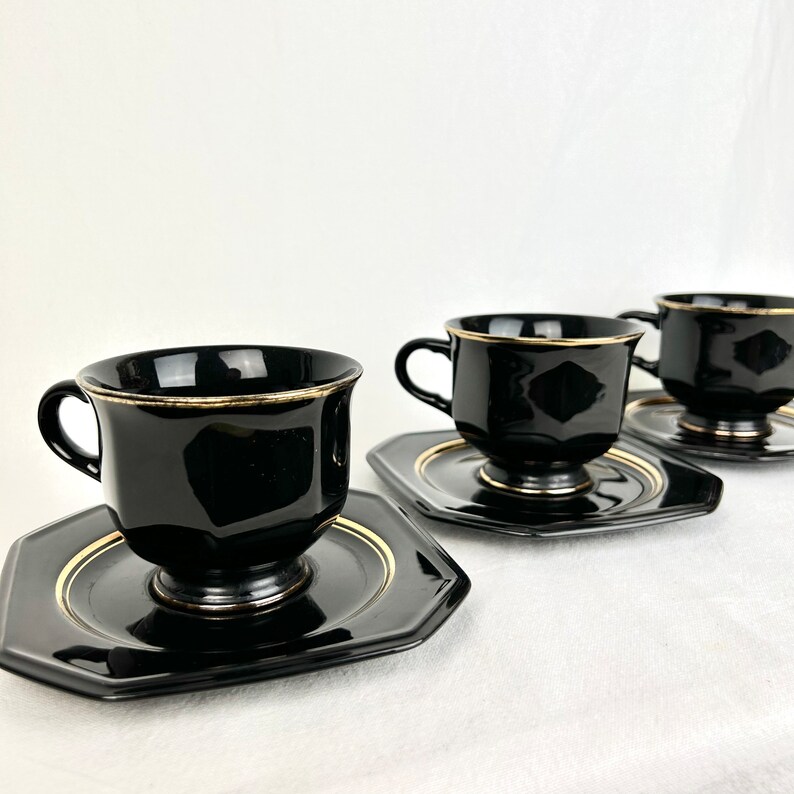 Mikasa Tea Set | Semi Porcelain | Black and Gold - Etsy